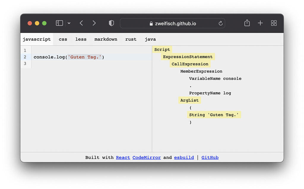 I've made an AST explorer for lezer - Lezer - discuss.CodeMirror